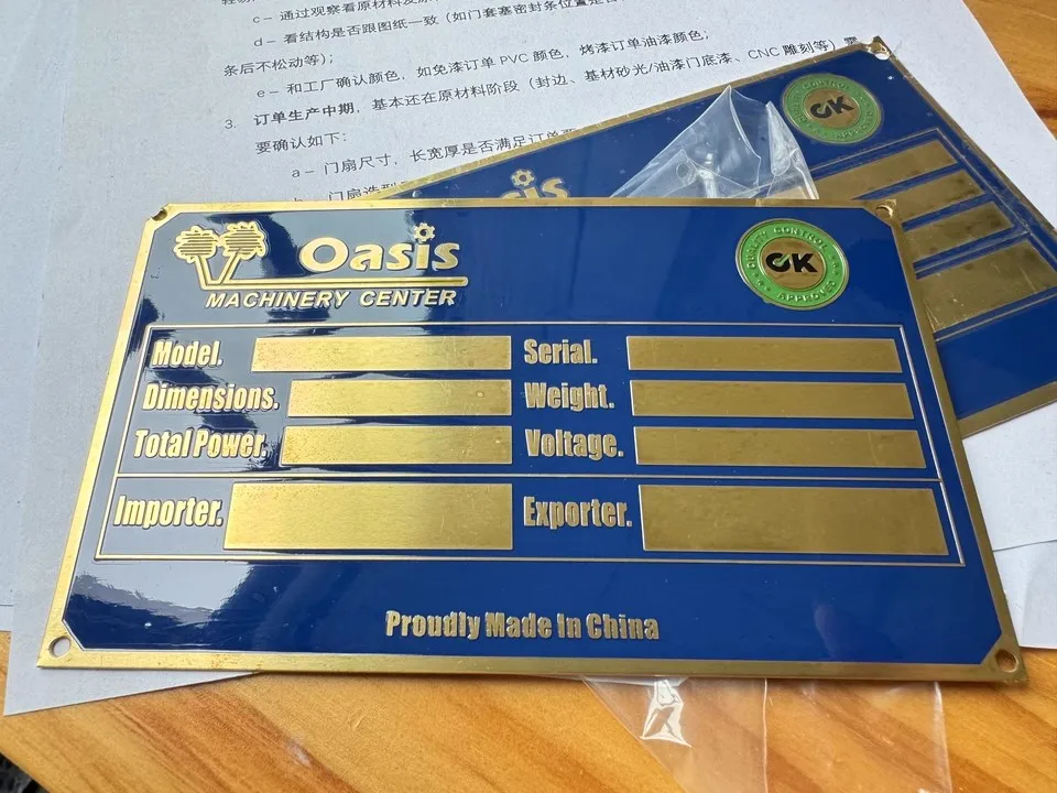 Stainless Steel Nameplate Corrosion Metal Nameplate Mechanical ...