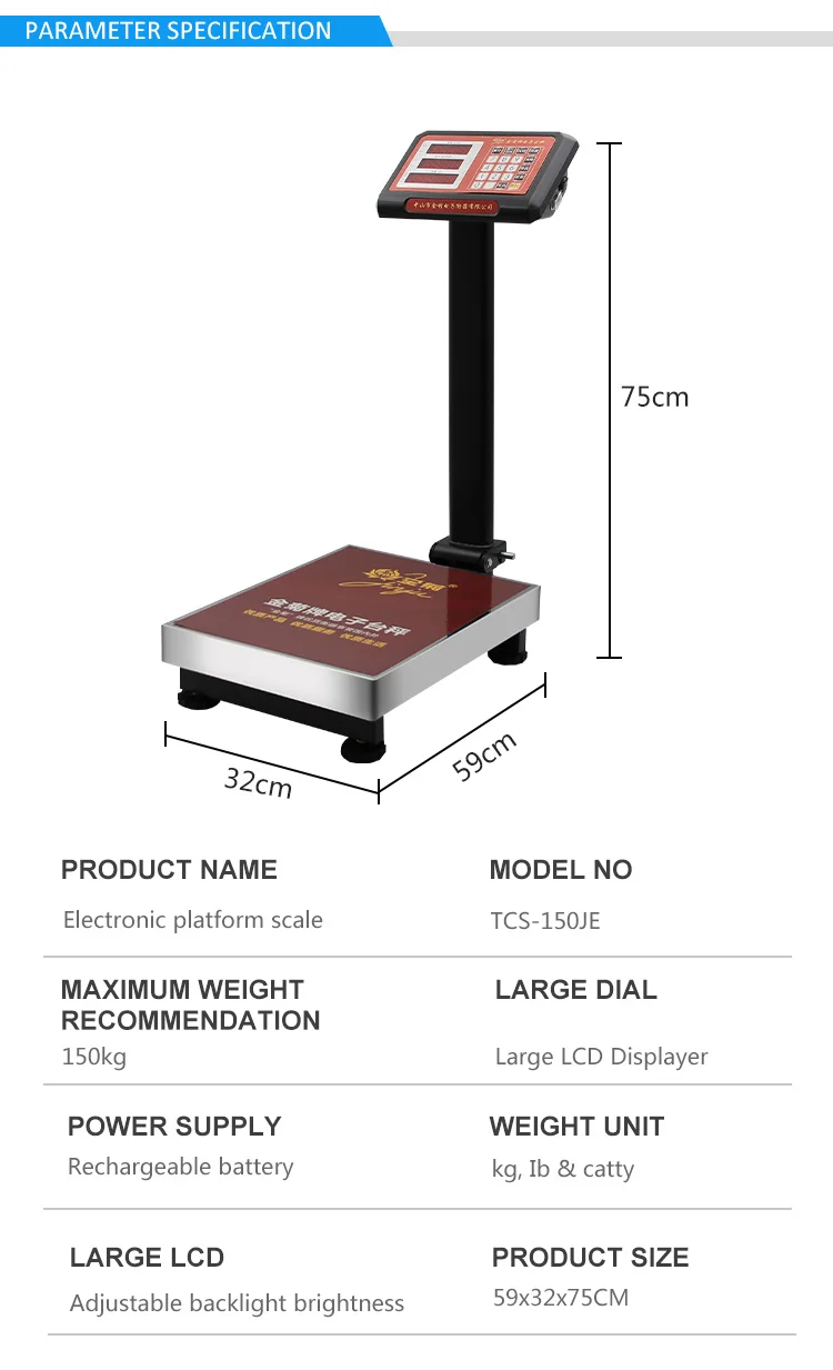 Foldable Bench Scale 150KG TCS Industrial Waterproof Digital