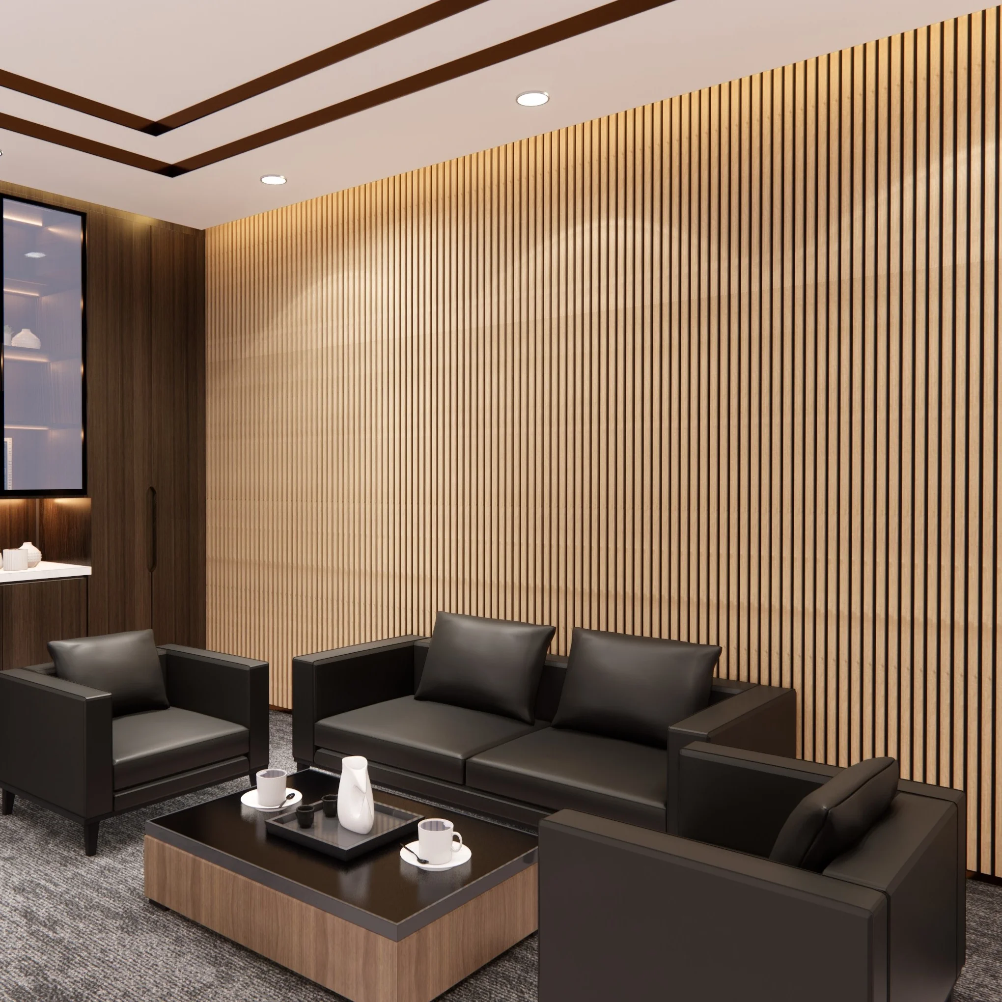 Office Studio Akustik Wooden Slat Wall Panels Sound Proof Wall Panels ...