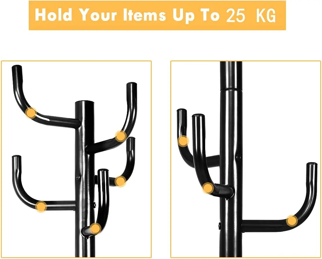 Metal Coat Rack Floor Standing Hallway Hall Tree With 8 Hooks - Buy ...