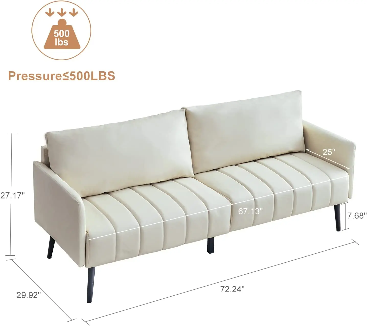 Siuno 72 Inch Sofa Couch For Living Room - Buy 3 Seater Sofa With ...