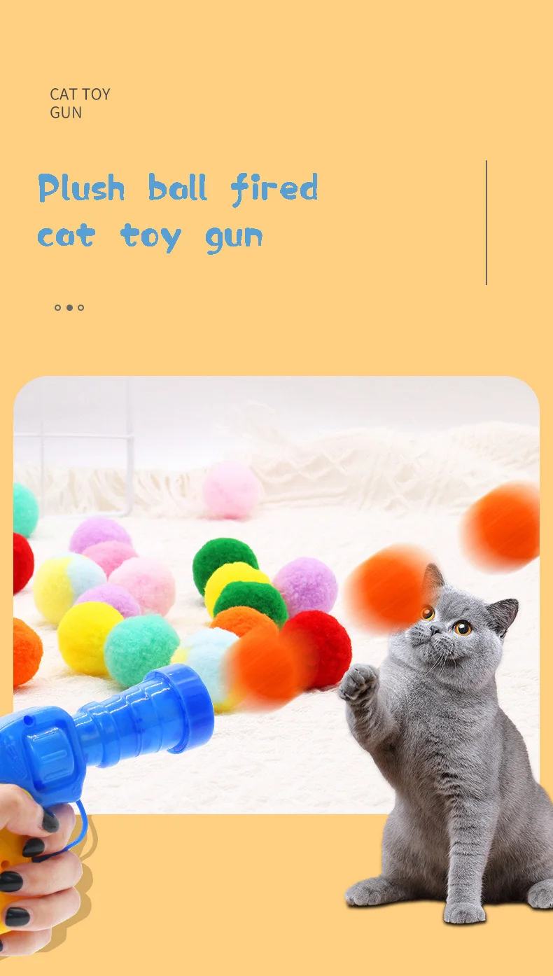 Cat Plush Ball Shooter Launcher Toy Interactive Funny New Pet Toys Cat ...