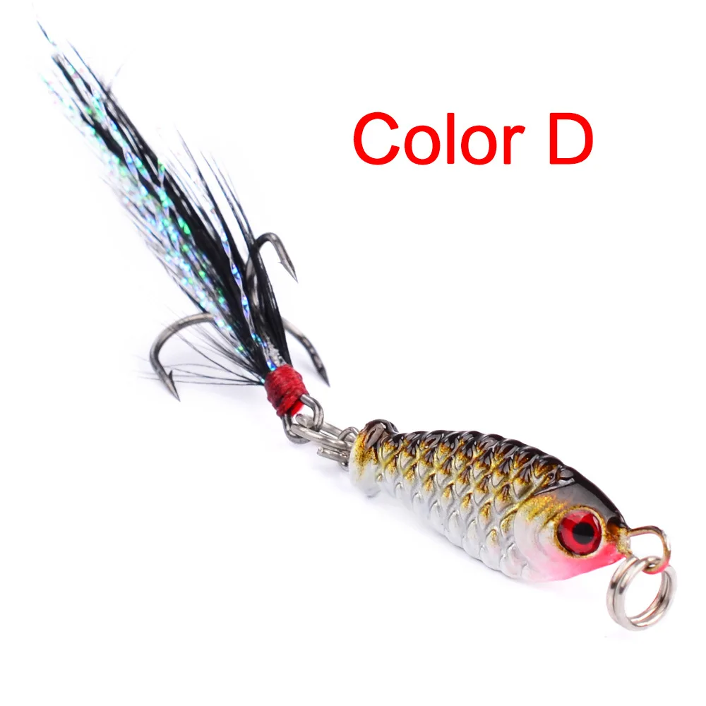 Feathered Lead Fish Jigbait Lure Artificial Hard Bait 2.5cm 5.2g 4 ...