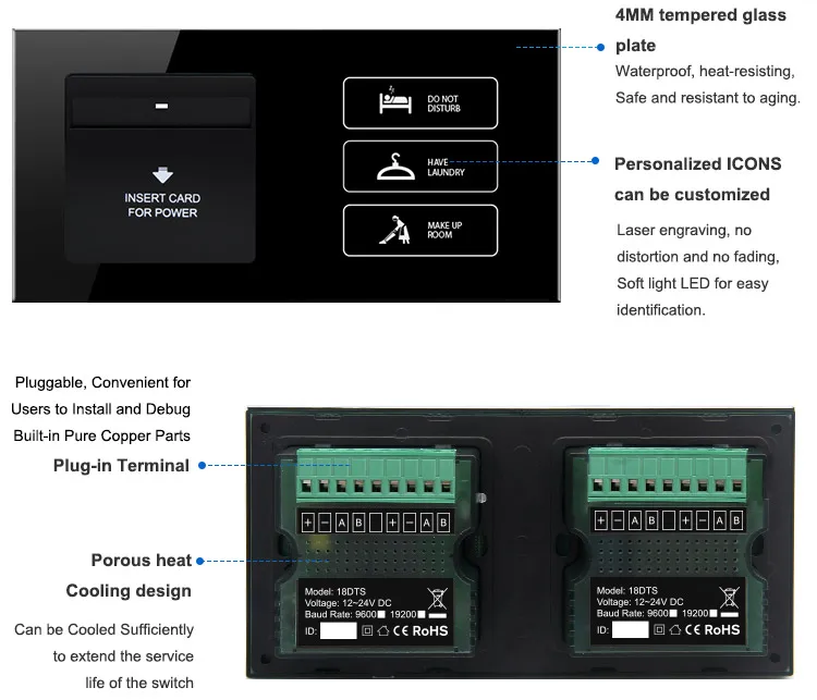 Smart Hotel Tempered Glass RFID Mifare Card Energy Saving Switch with ...
