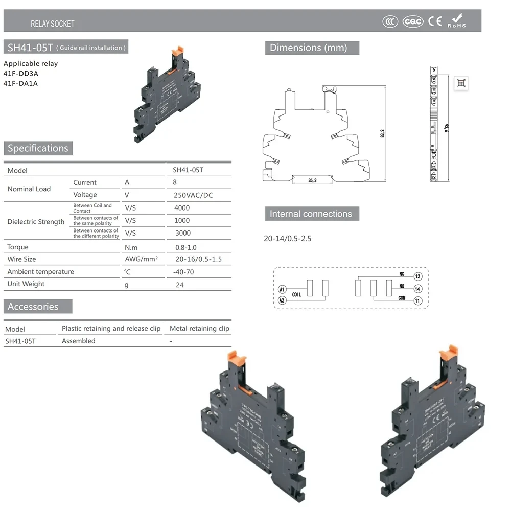 Ssr 41F Series Solid-State Relay VDC 24V VAC220V 25A IP20