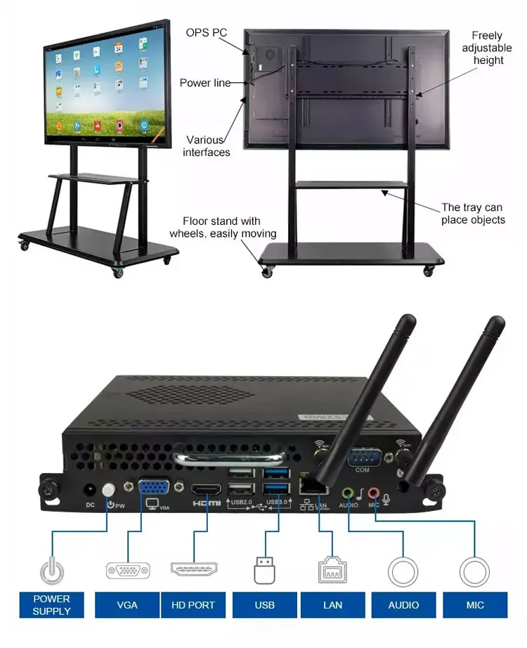 55 65 75 85 86 98 110 Inch Pen Finger Touch Interactive Flat Panel 4k ...