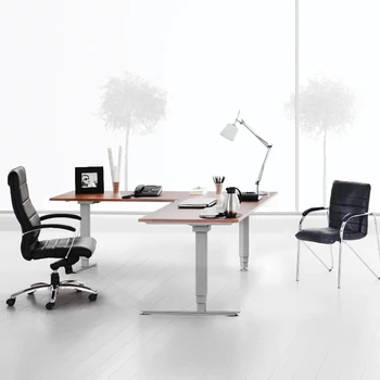 Zgo L Shape 3 Legs Dual Motor Height Adjustable Desk Electric Metal ...