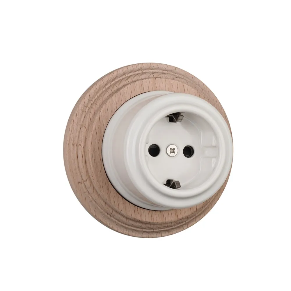 Vintage Ceramic Electrical Wall Socket Eu Plugs Retro Porcelain Schuko ...