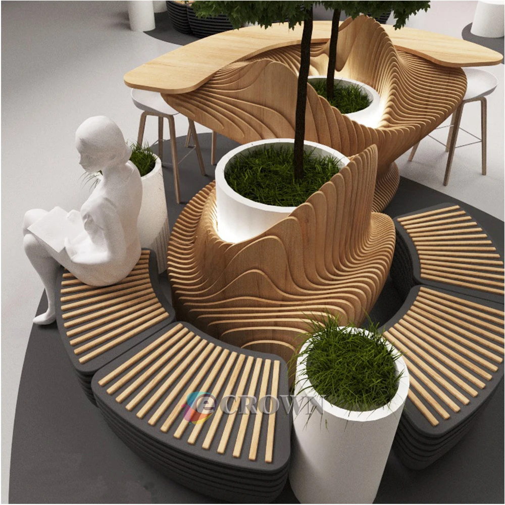 Public Bench Garden Public Bench Curved Design Vintage Park Office ...