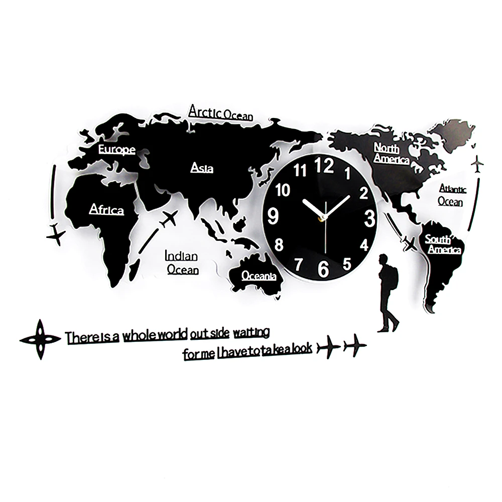 2023 World Map Clocks 3d Office Art Creative Nordic Design