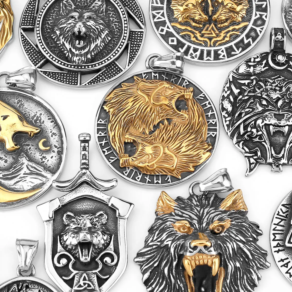 Factory Provides High-quality Mens Stainless Steel Animal Wolf Head ...