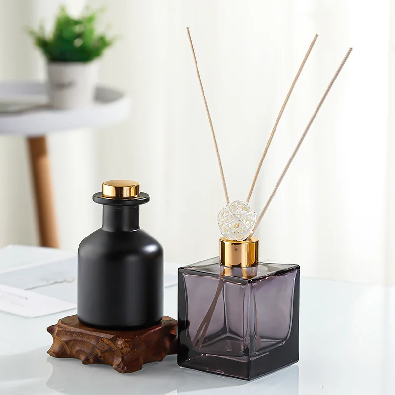 Ready To Ship Wholesale Square Black Aromatherapy Glass Bottle Empty Reed Fragrance Aroma ...