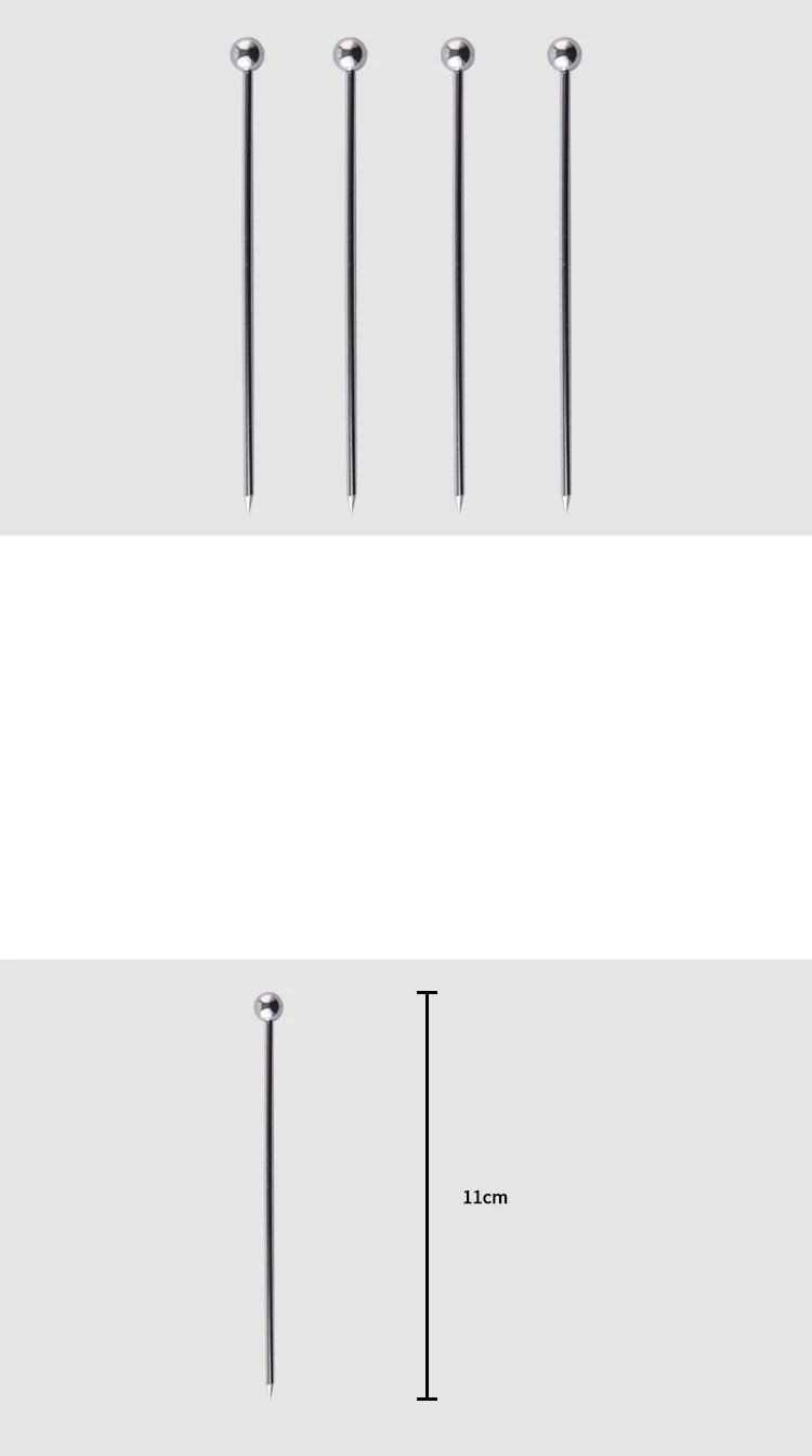 Stainless Steel 304 Round Top Cocktail Pick Set With Velvet Bag Perfect ...