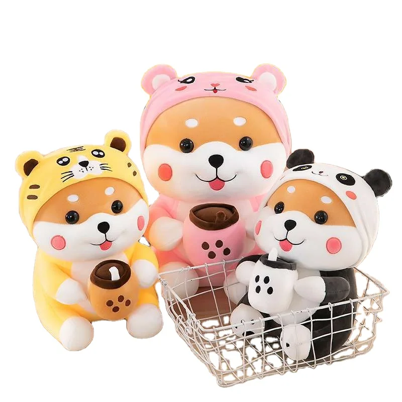 Linda Kawaii Bubble Tea Dog Plush Doll Stuffed Soft Pp Cotton Cute Dog ...