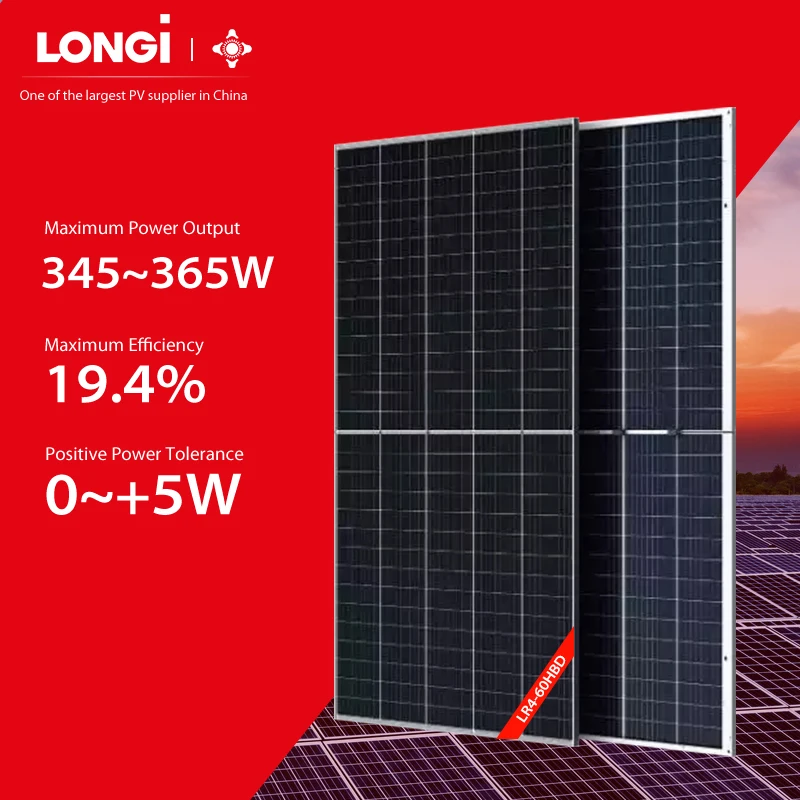 Longi Double Glass Lr4-60hbd 345w-350w-355w-360w-365w Monocrystalline ...