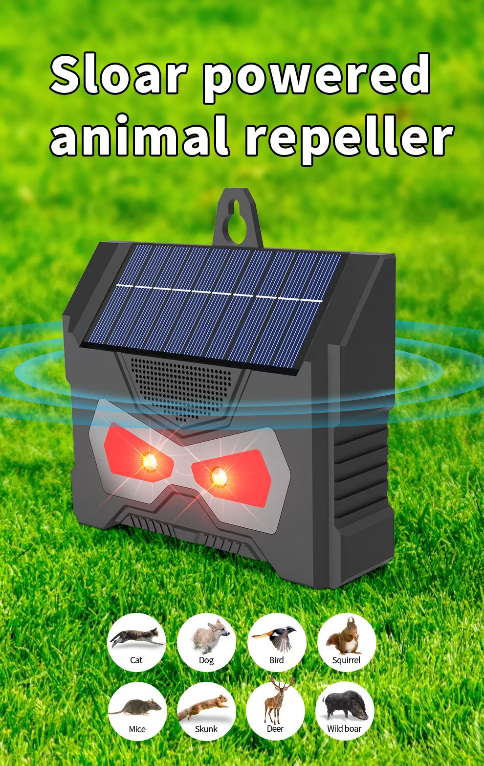 Solar Powered Animal Repellent - Motion Sensor Barking Dog Statue