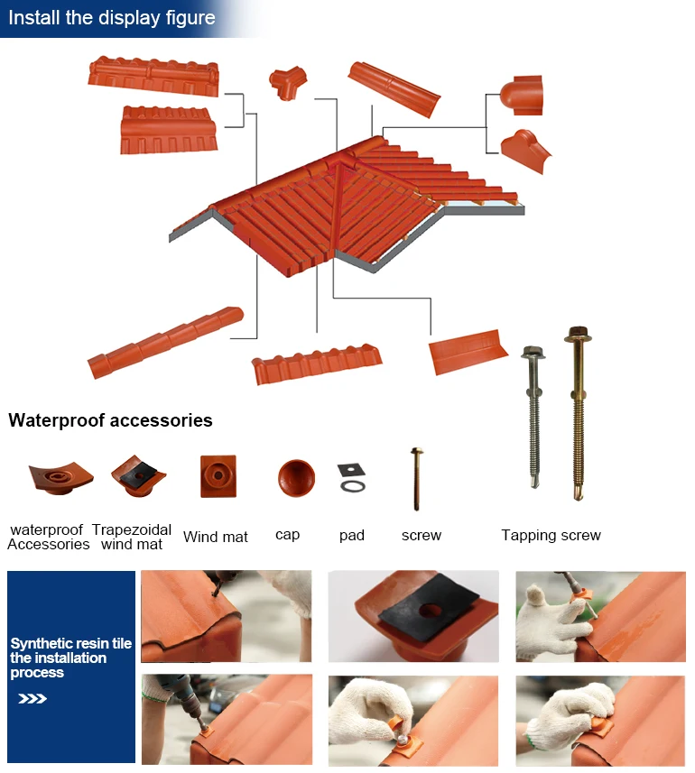 Chinese Economic Asa Pvc Plastic Roof Tile For House Synthetic Resin ...