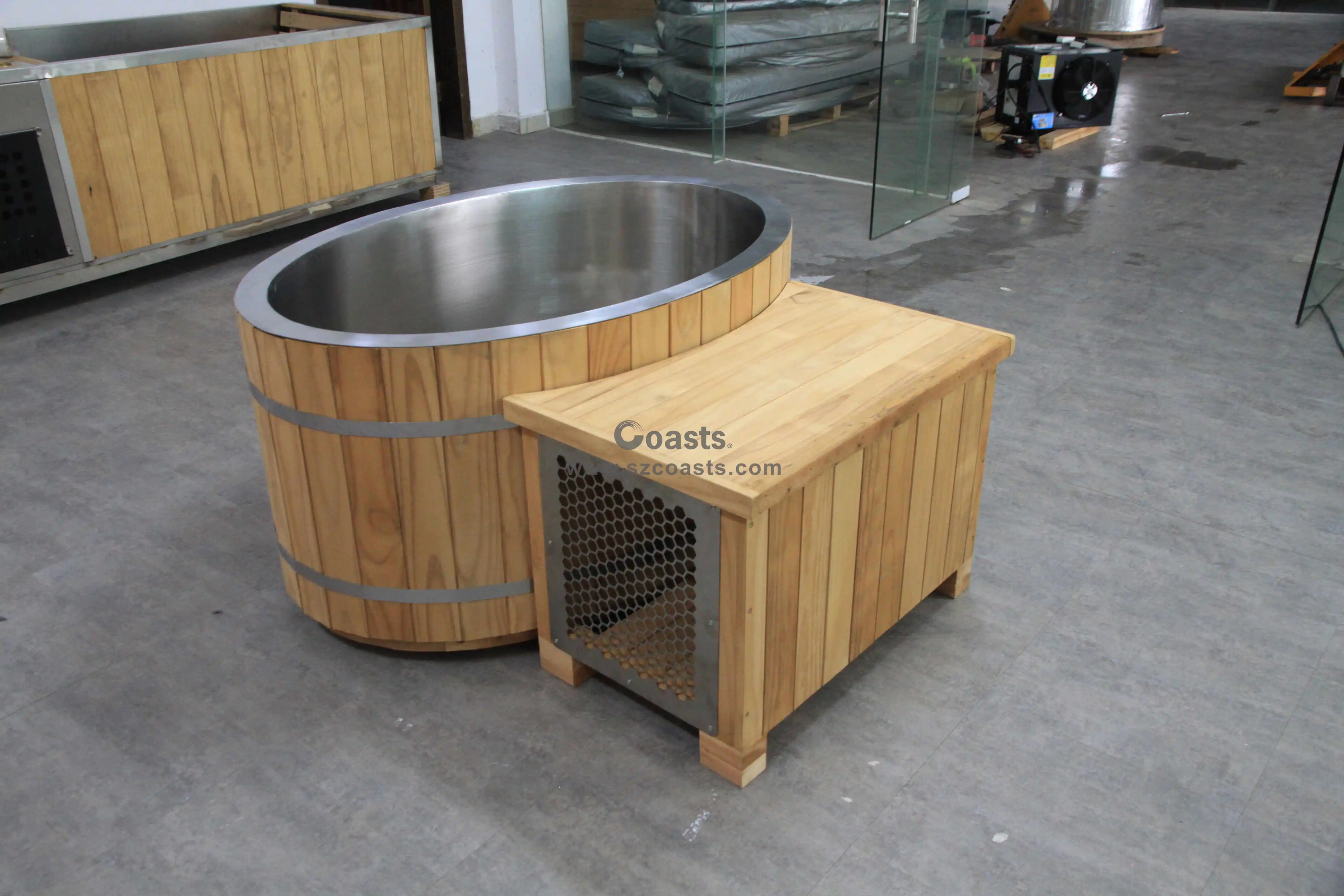 Ice Bath Fitness Recovery Cold Plunge Wooden Tub With Stainless Steel ...