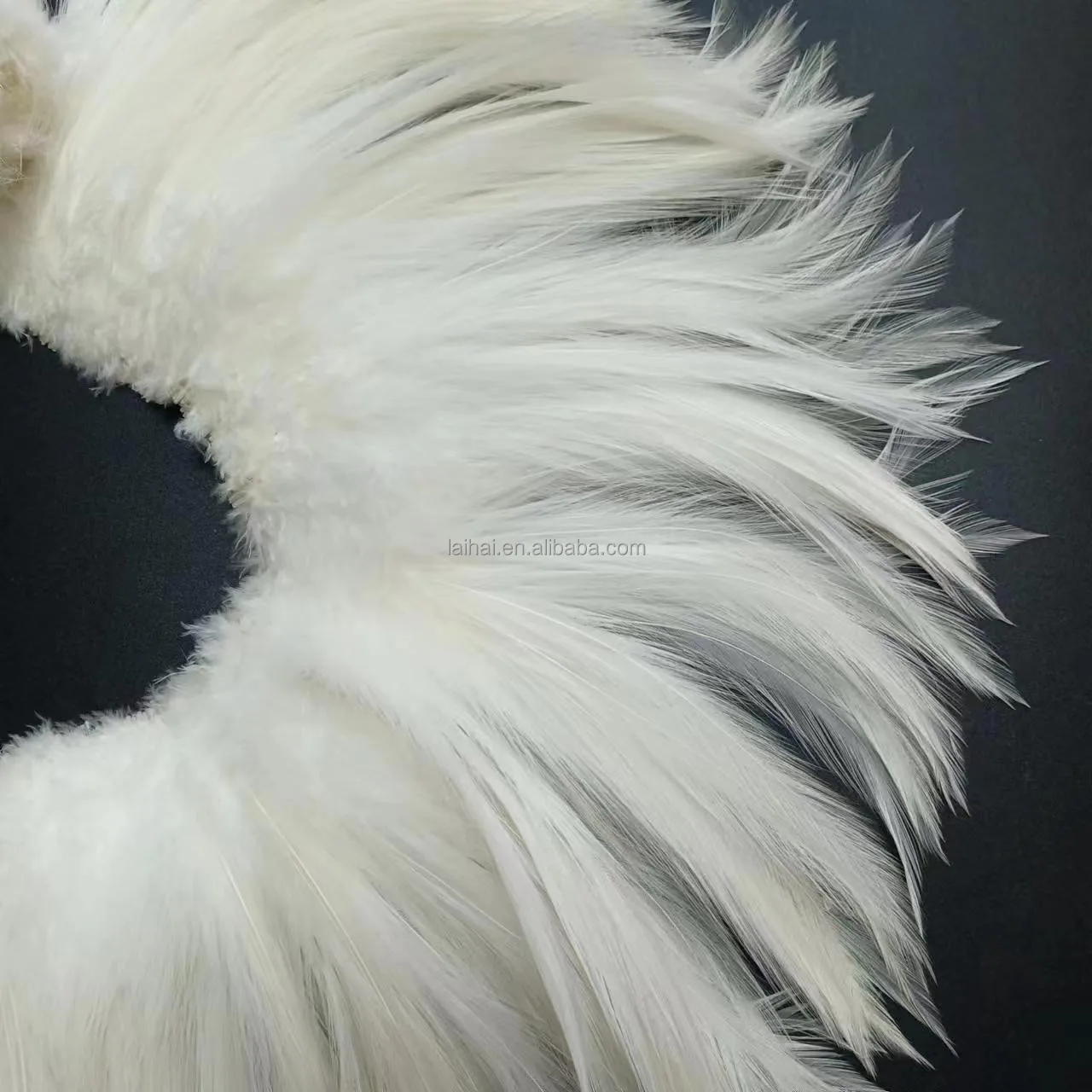 6-8'' Natural White Rooster Feather Neck Hackle Feathers Strung Chicken ...