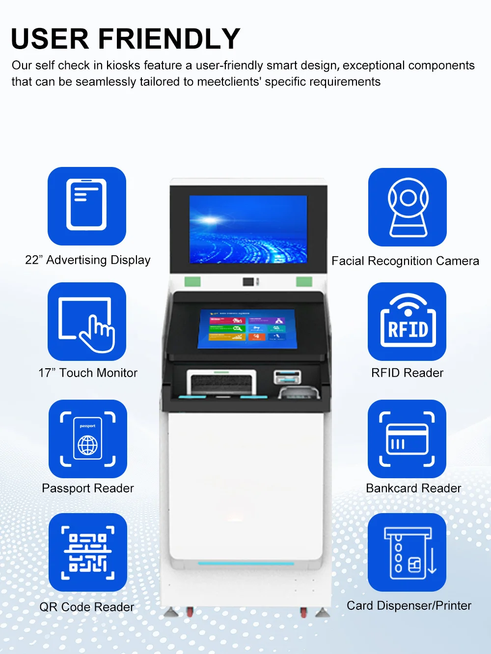 Dual Screen Bank Card Issuing Kiosk Machine A4 Document Printing Bill ...