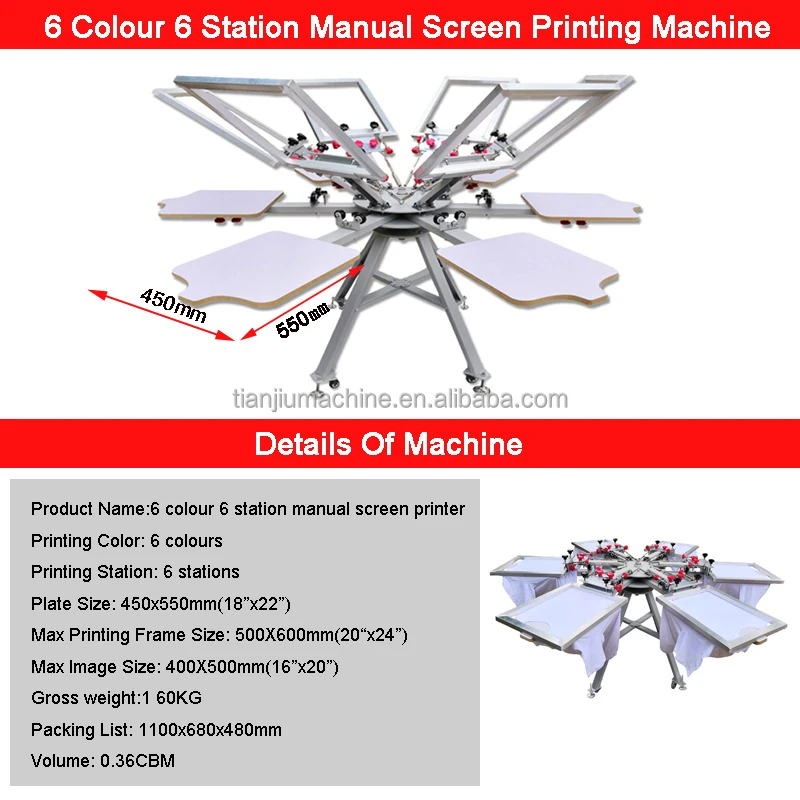 Best 6 Color 6 Station Octopus Carousel Bag Shirts Manual Silk Screen ...