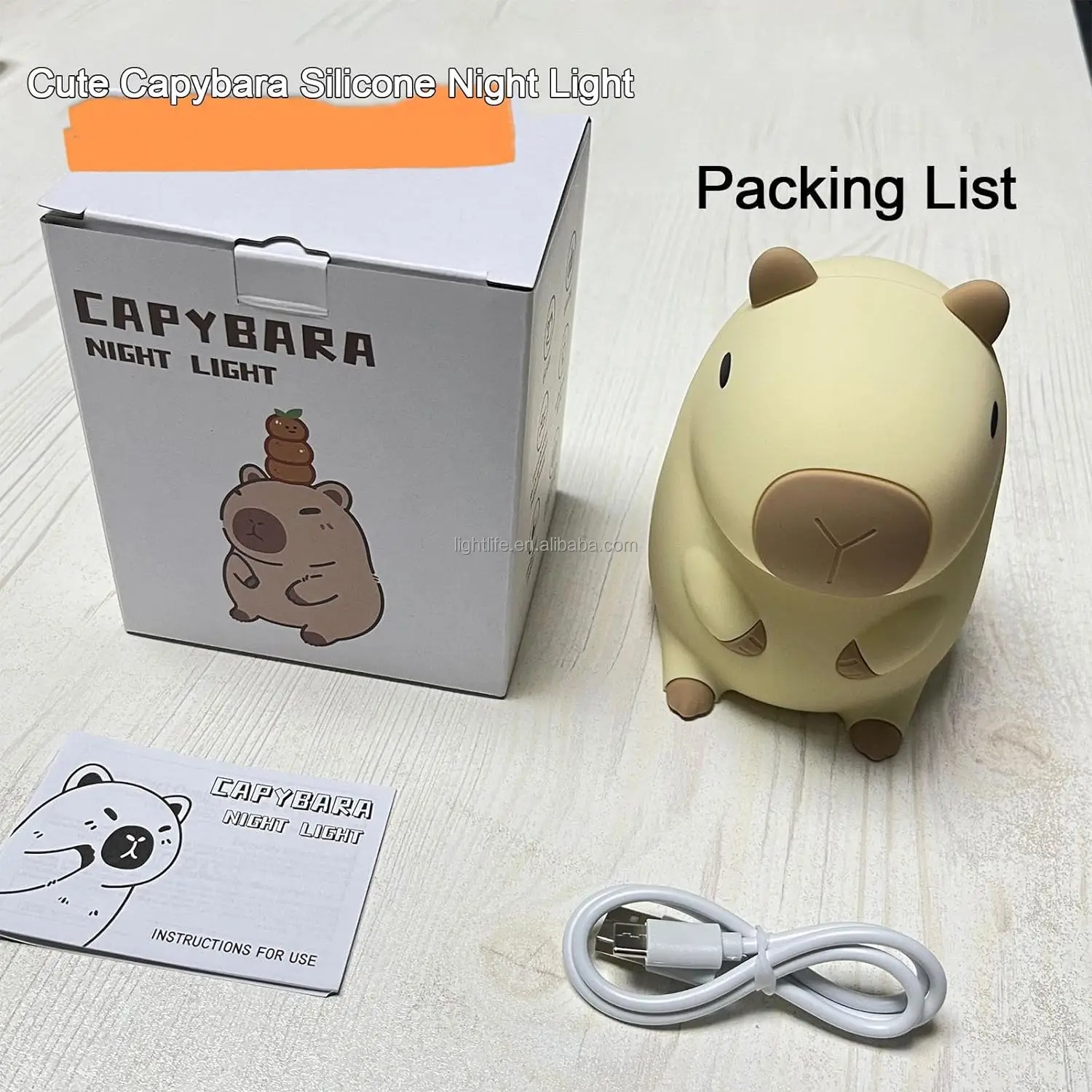 New Creative Rechargeable Capibara Nursery Lamp Led Cartoon Animal ...
