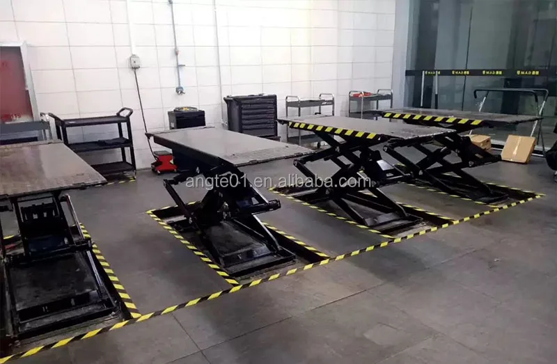 New Style Super Thin Scissor Car Lift 3tons Capacity Install On Or ...
