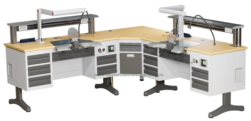 Corner Dental Lab Bench Workstation - Modern & Versatile