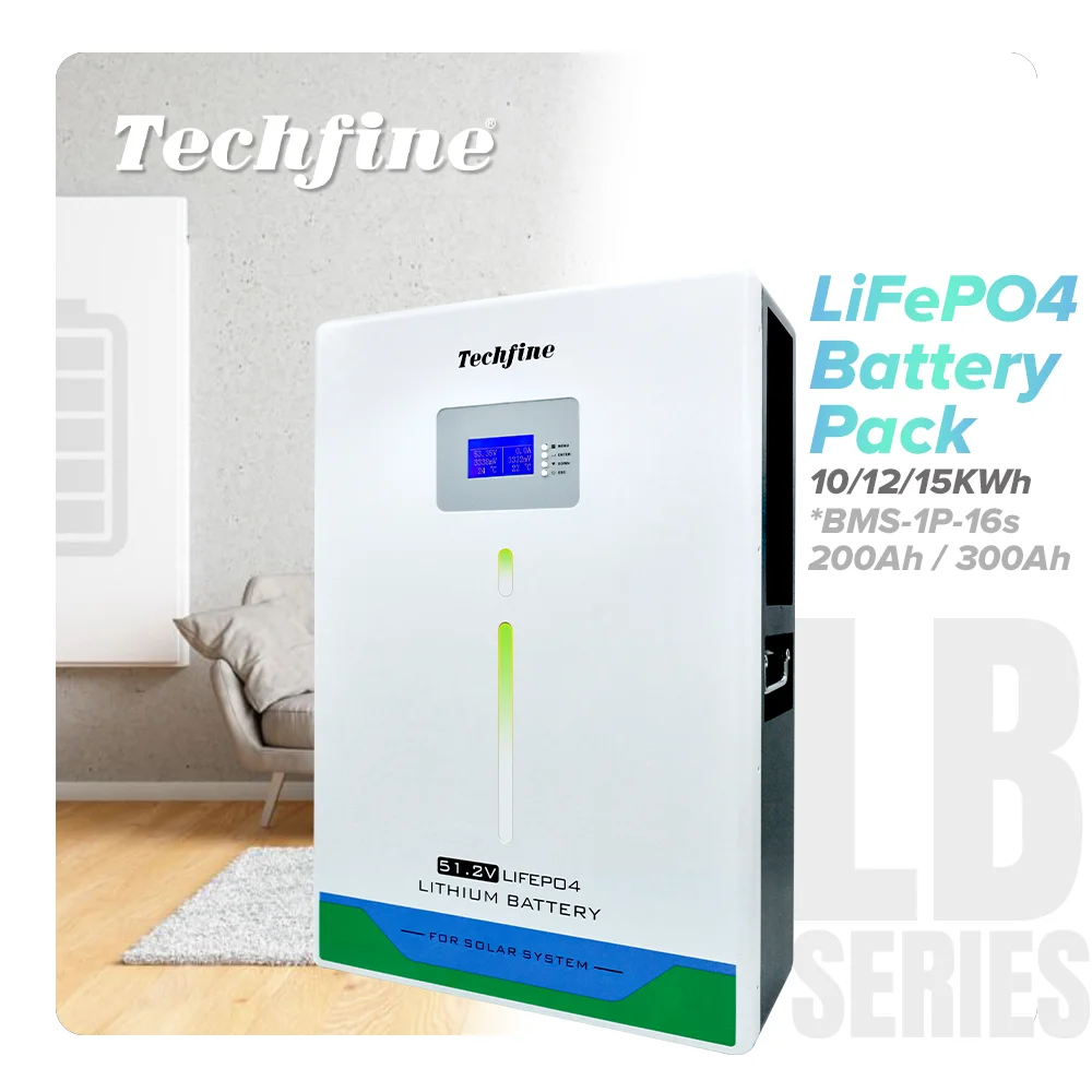 Techfine 10 Kwh Lfp Lithium Ion 48v 200ah Lifepo4 Home Energy Storage Battery 51.2 V Wall ...