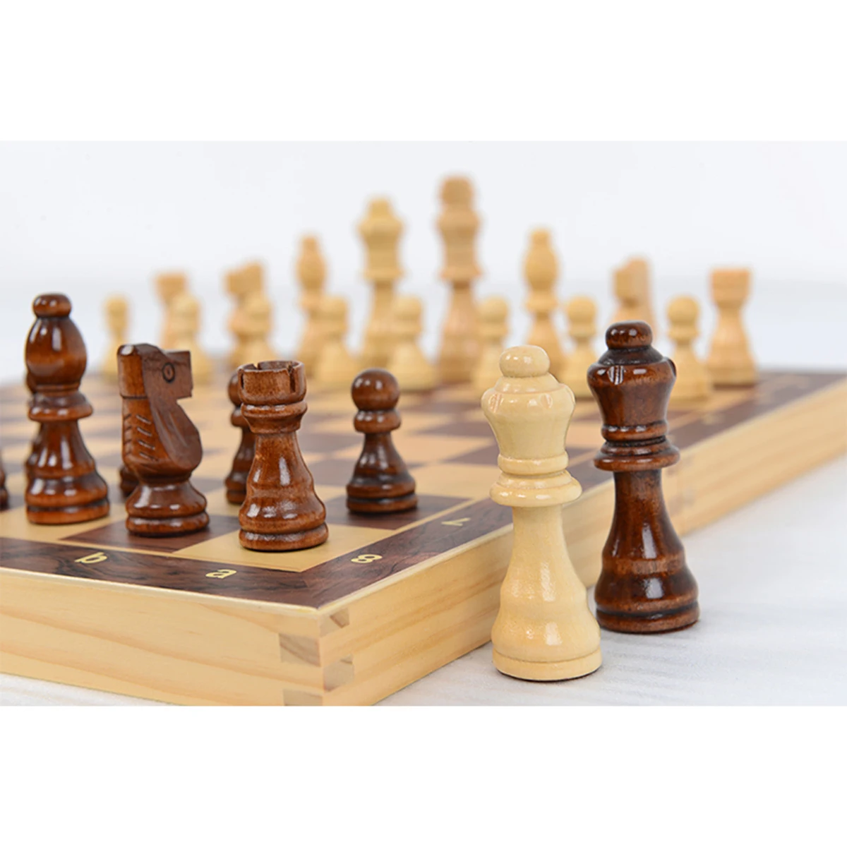 15 Inches Magnetic Wooden Classic Chess Set with 2 Extra Queens Folding ...