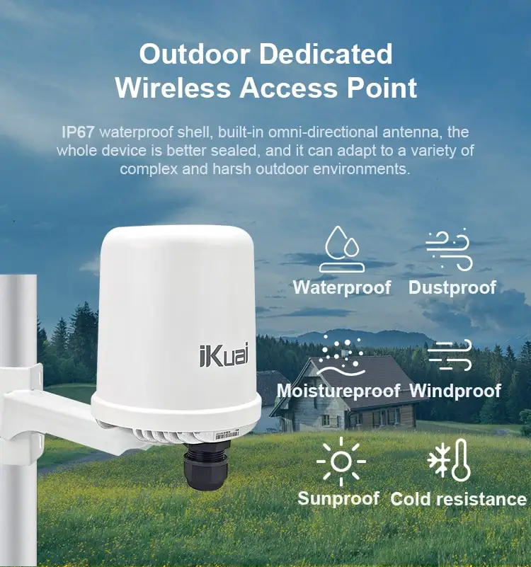 Ikuai 3000mbps POE Outdoor AP with 5G Antennas - 130+ Users