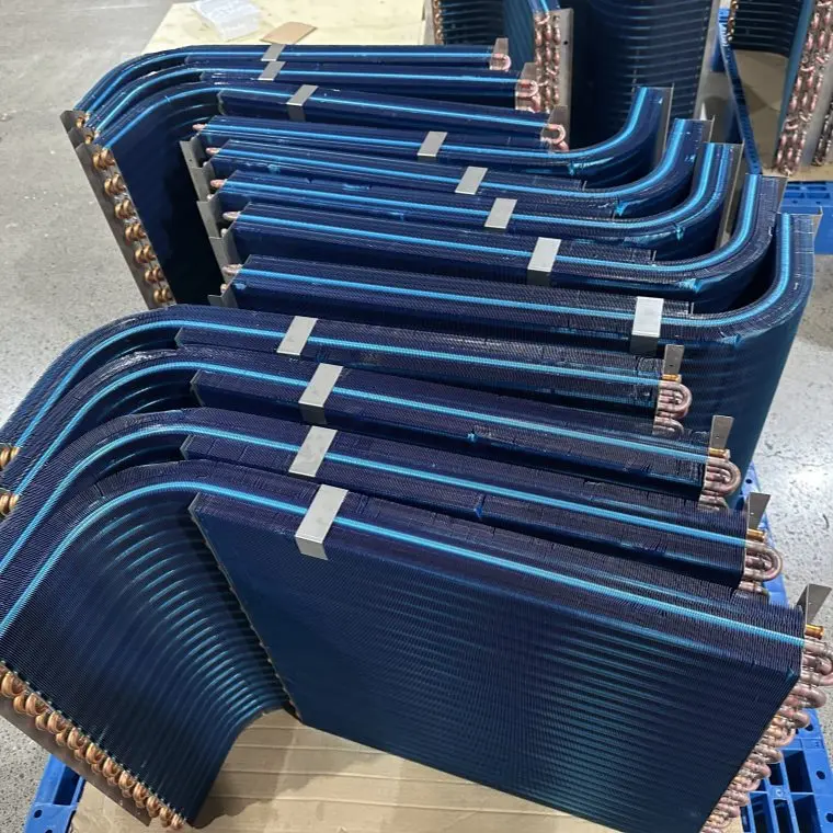 L Shape Copper Tube Evaporator Coil Bule Aluminum Fin Evaporator Coil ...