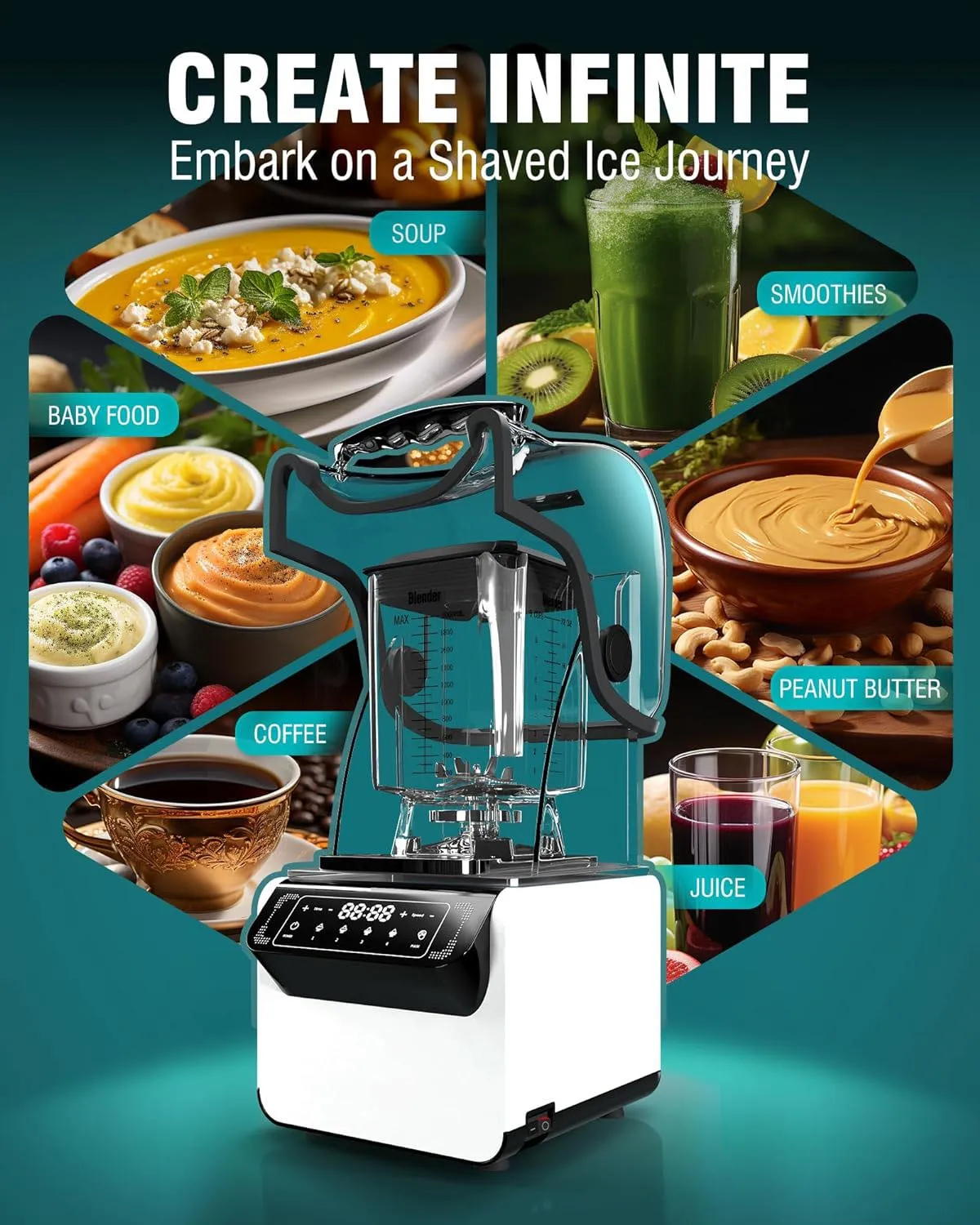 Professional Low-noise Ice Mixer With Muffler Hood 1800 Watts ...