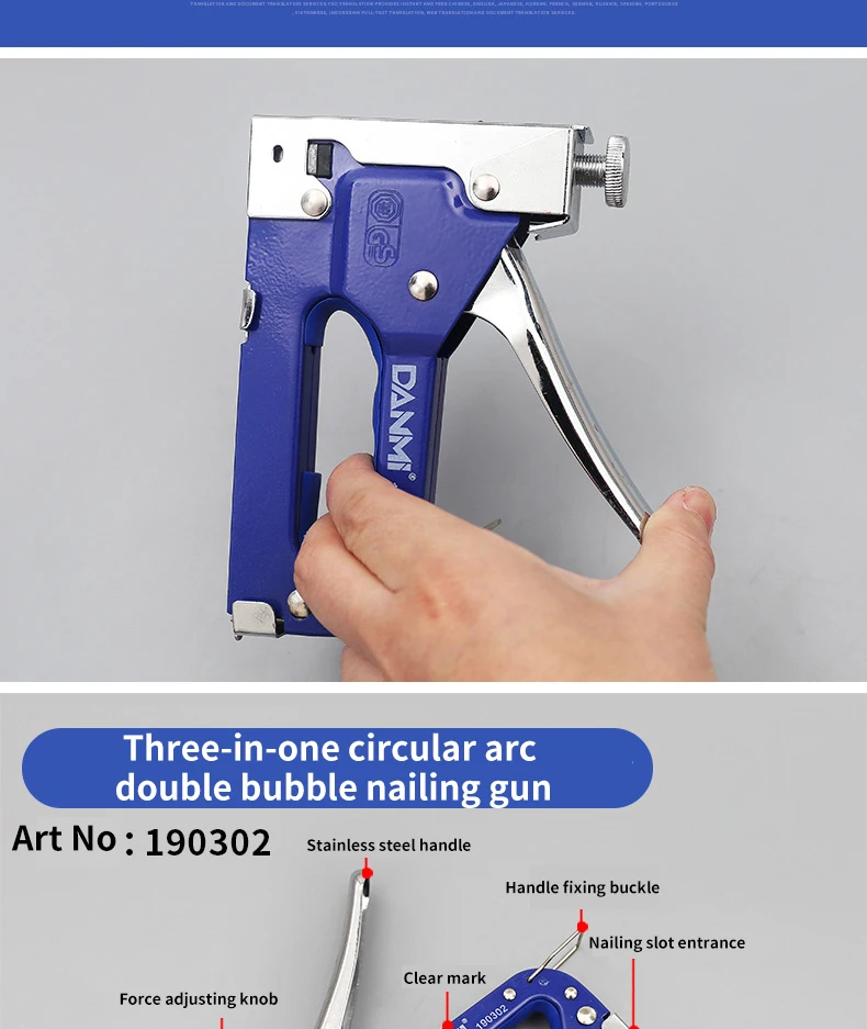 DANMI 3-way Manual Upholstery Heavy Duty Hand Nail Staple Gun for Wood ...