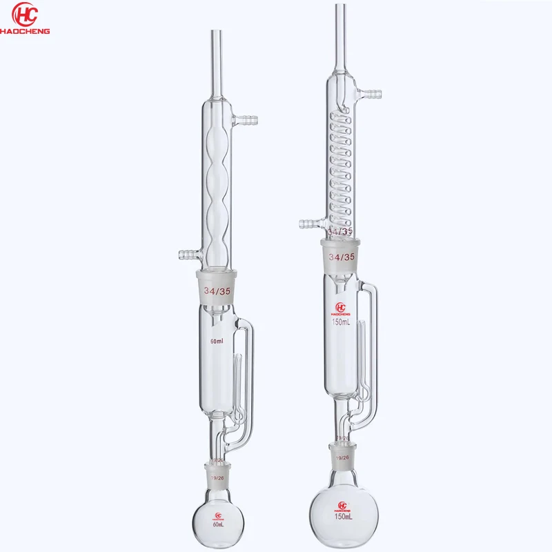 Lab glassware 60~5000ml Extraction Apparatus Soxhlet with Coil ...