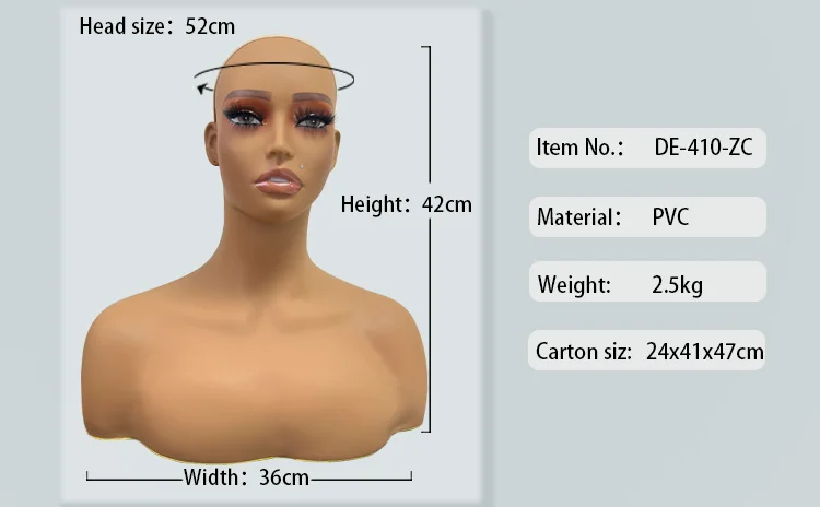 Realistic Female Mannequin Head With Shoulders Display Manikin Head ...