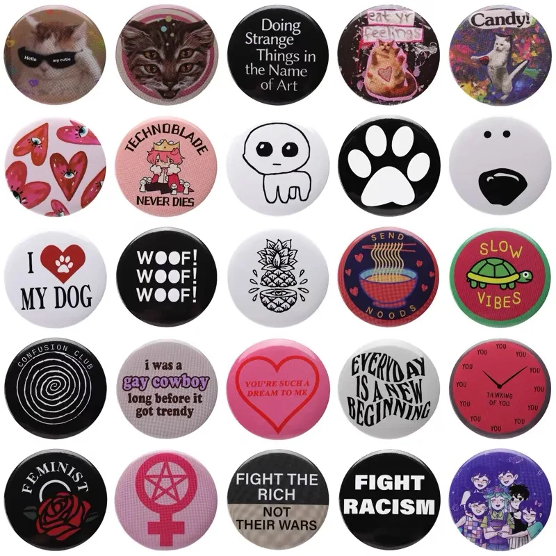 Smiley Face Badge Emoticon Cute Variety Anime School Round Button Pins ...