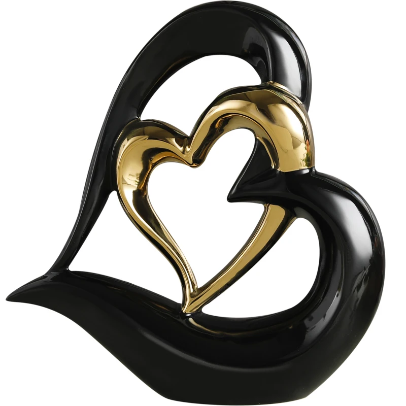 Modern Style Heart Shaped Statue Ceramic Craft Art Ornament Tabletop ...