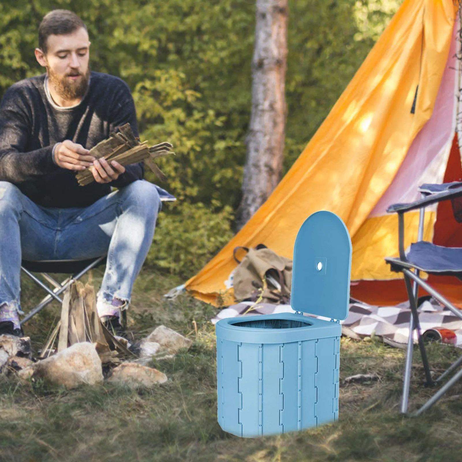 Camping Toilet, Portable Toilet for Adults & Kids, Foldable Potty ...