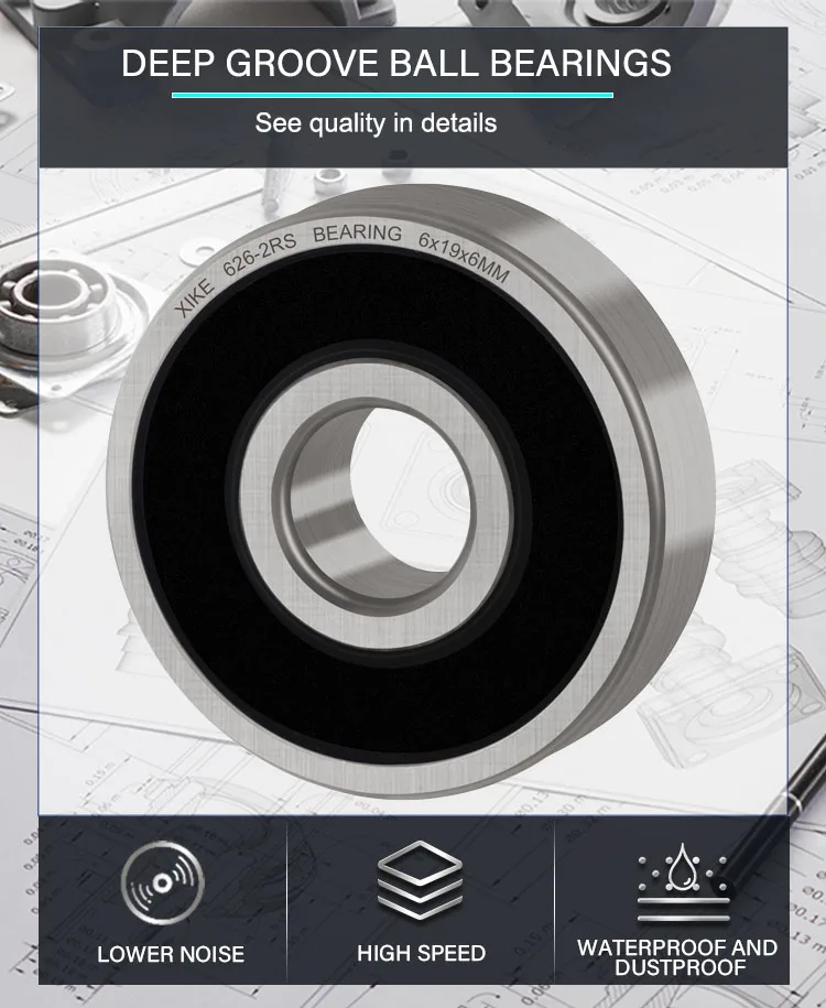 Double Rubber Seal 626 2rs Size 6x19x6mm Deep Groove Ball Bearing - Buy ...