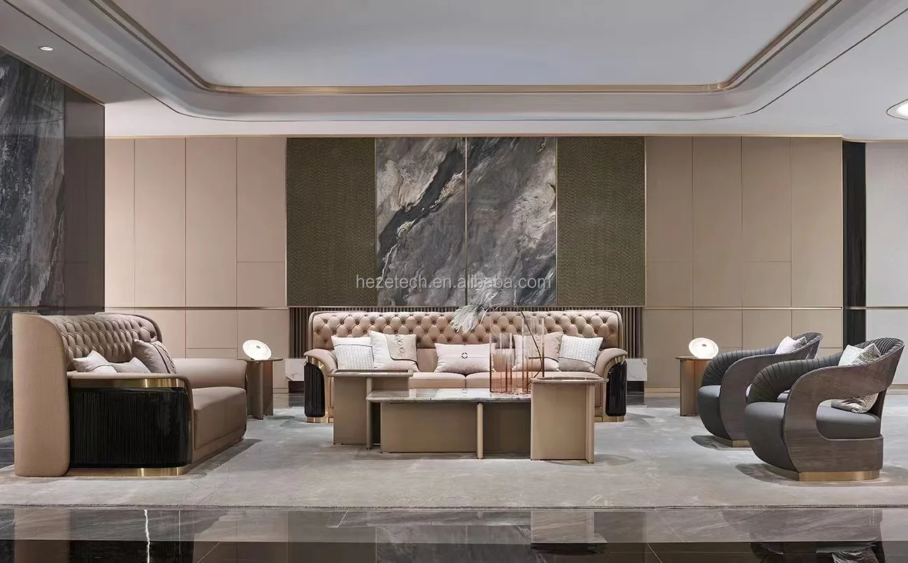 Luxury Classic 3 Seater Hotel Lobby Sofa Set Living Room New Design ...
