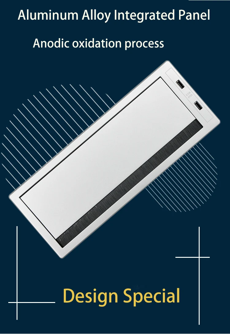 Office Workstation Wire Box - Aluminium Cable Entry Cover