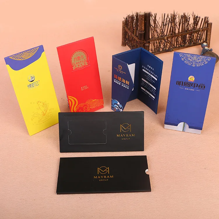 Luxury Custom Silver Stamping Logo Black Paper Gift Card Holder