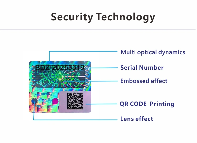 Custom Logo Printing Security Authenticity Holographic QR Code Sticker