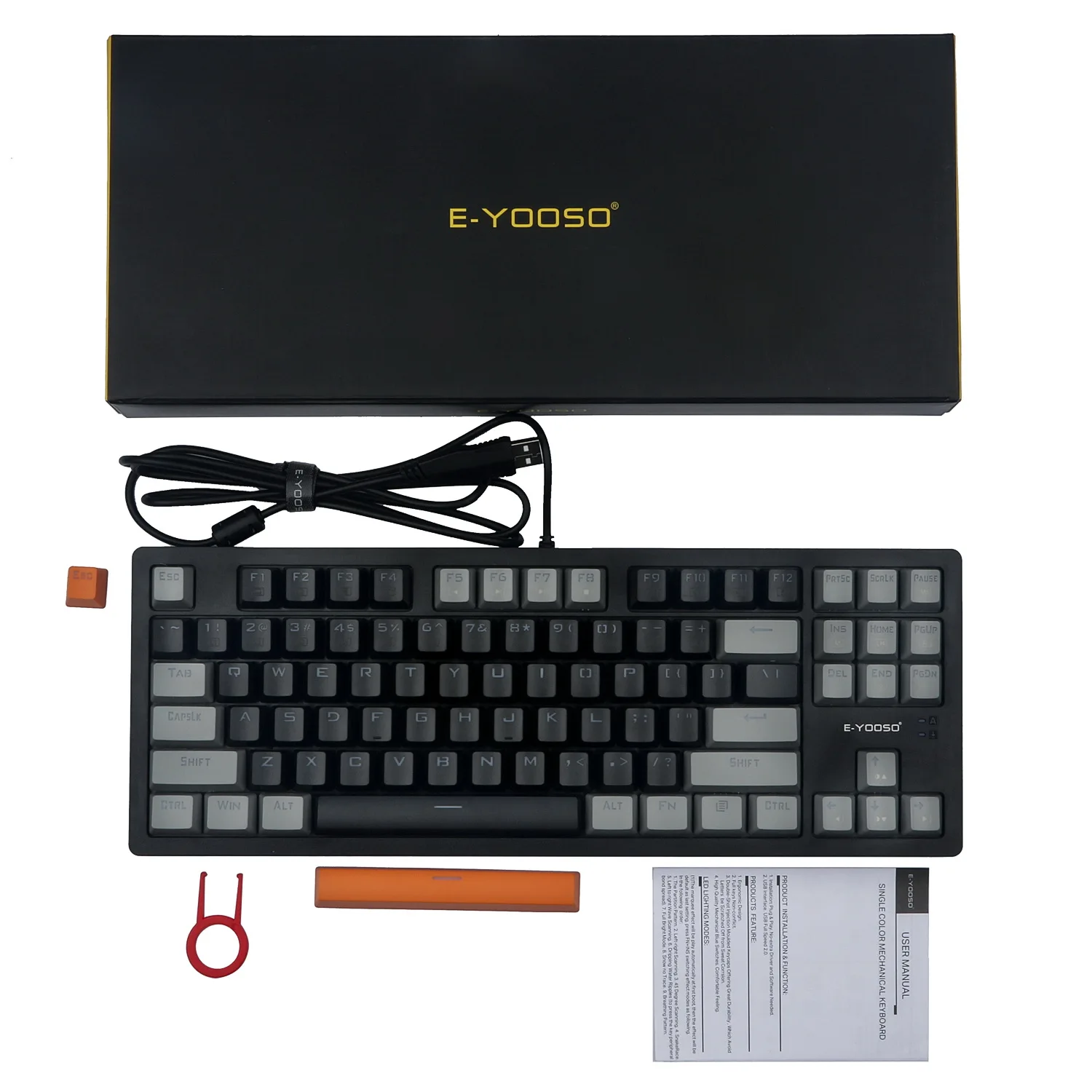 Black Gray Mechanical Keyboard Keyboard 87 Keys Waterproof Led Rgb ...