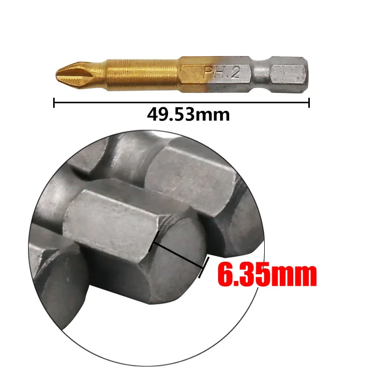 50mm Ph2 Cross Bit Drill Head Screwdriver Bits Hand Tools Anti Slip ...