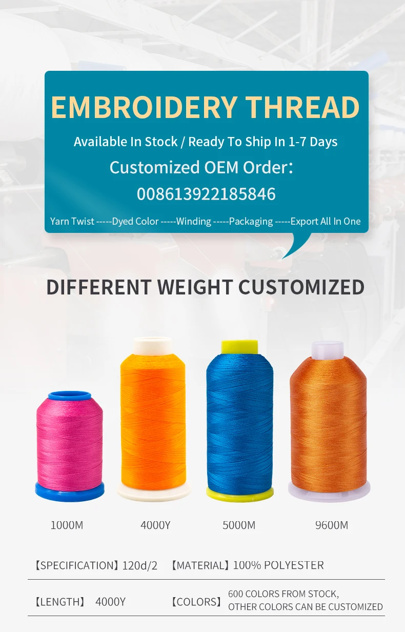 1000M Polyester Embroidery Thread - High Tenacity & Bright Color