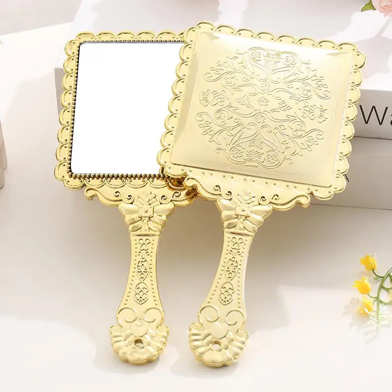 Luxury Gold Vintage Handheld Mirror - Square Shape, Durable Plastic ...