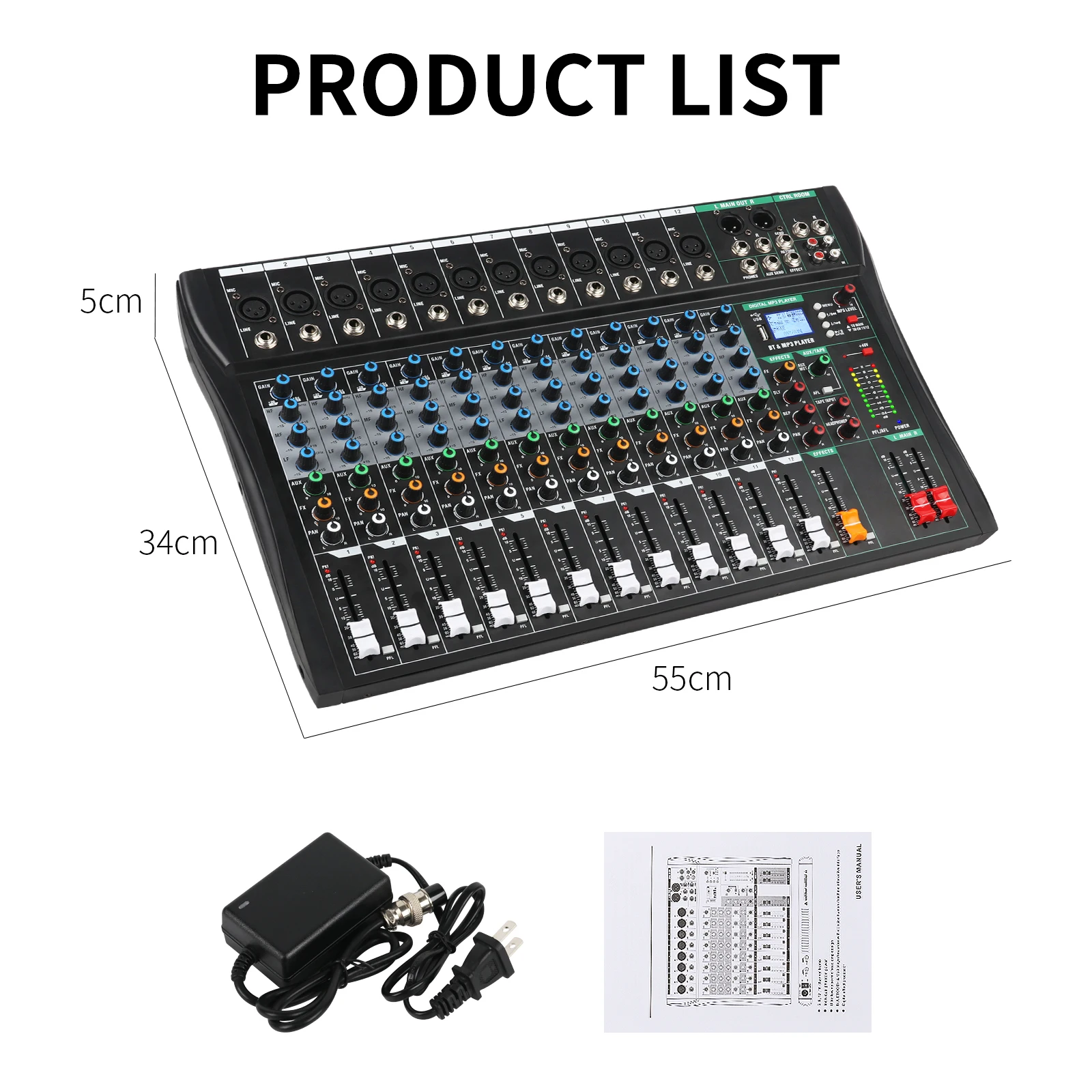 Computer Sound Mixer - 12 Channel Audio Mixer for Djs