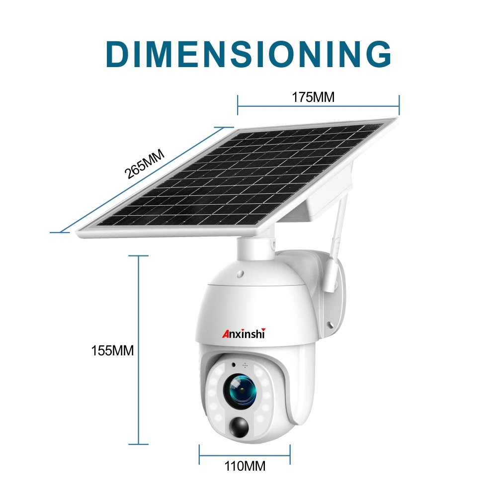 Ubox 5MP 4G Solar PTZ Camera Metal Case Waterproof Built-in 6*18650 ...